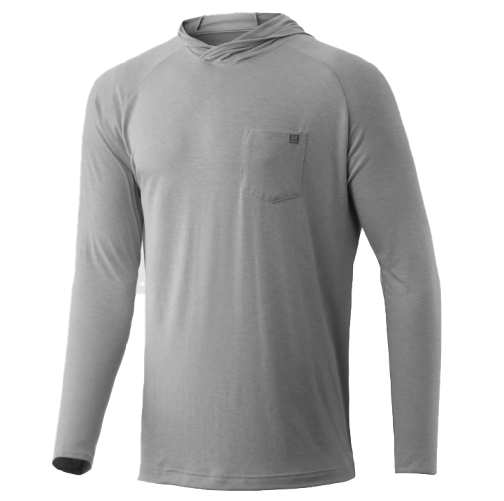 Huk Men's Waypoint Gray X-Large Long Sleeve Performance Fishing Hoodie ...