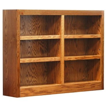 Bowery Hill 84" Tall 12-Shelf Double Wide Wood Bookcase in Dry Oak ...