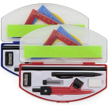 Westcott 5 Piece Geometry Set in Pouch, Blue and Gray - Walmart.com