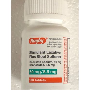DOCUSATE SODIUM 50MG & SENNA 8.6MG - 1000 Tablets (COMPARE TO COLACE 2 ...