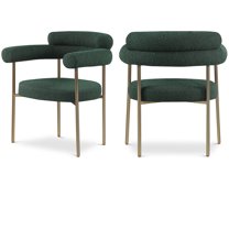Meridian Furniture Blake Upholstered Green Boucle Fabric Kitchen Dining ...