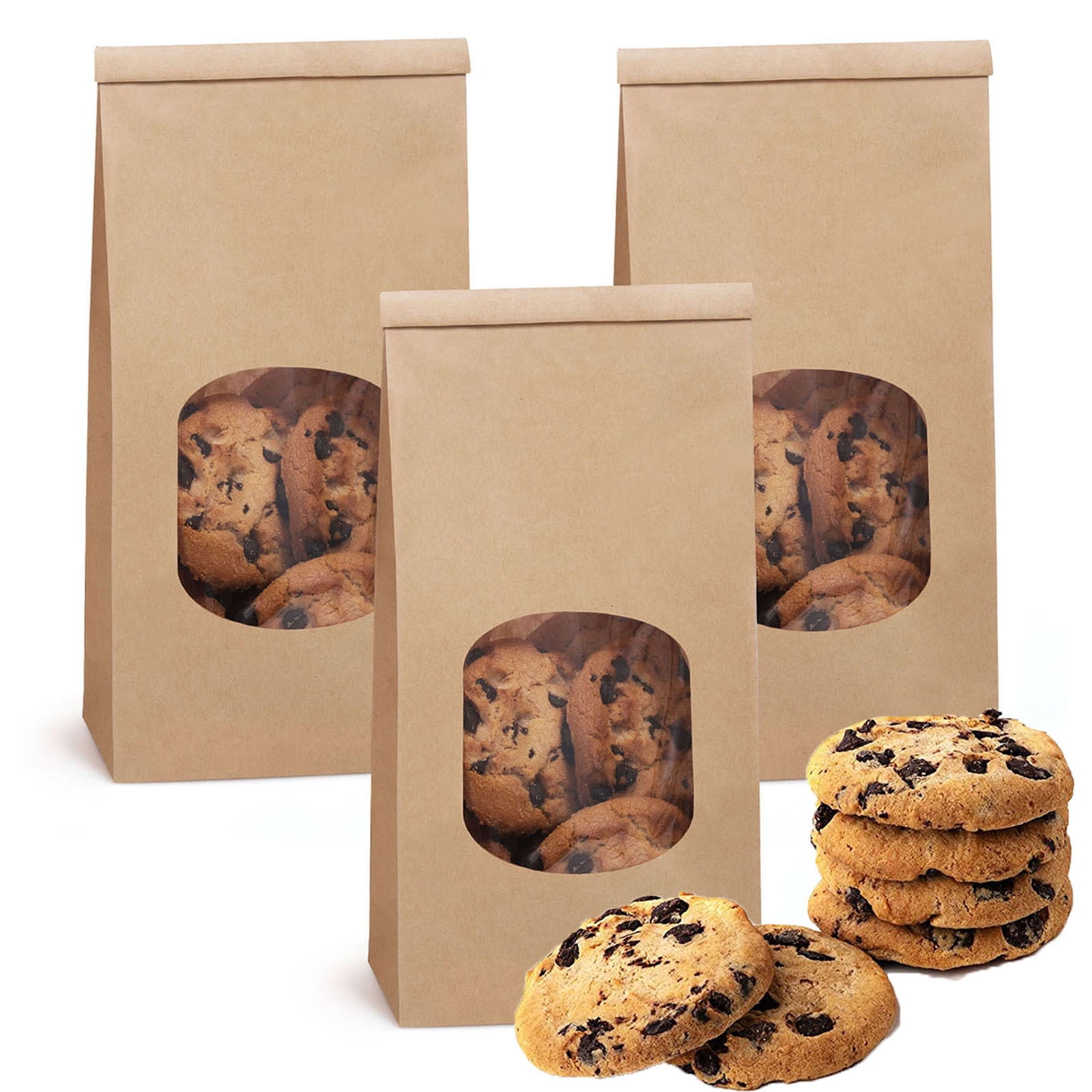 BagDream Bakery Bags with Window 50Pcs 4.5x2.36x9.6 inches Small Paper ...
