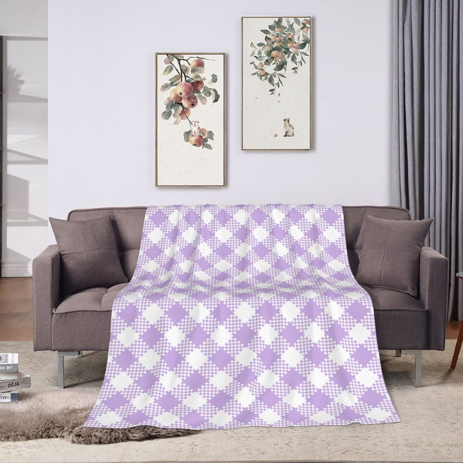 ZNDUO Purple Abstract Plaid Texture Pattern Throw Blanket, Lightweight ...