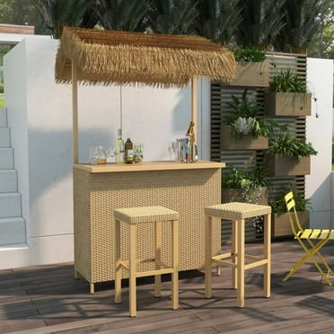 Bamboo54 Portable 3-Piece Tiki Bar Set for Outside Patio, Backyard ...