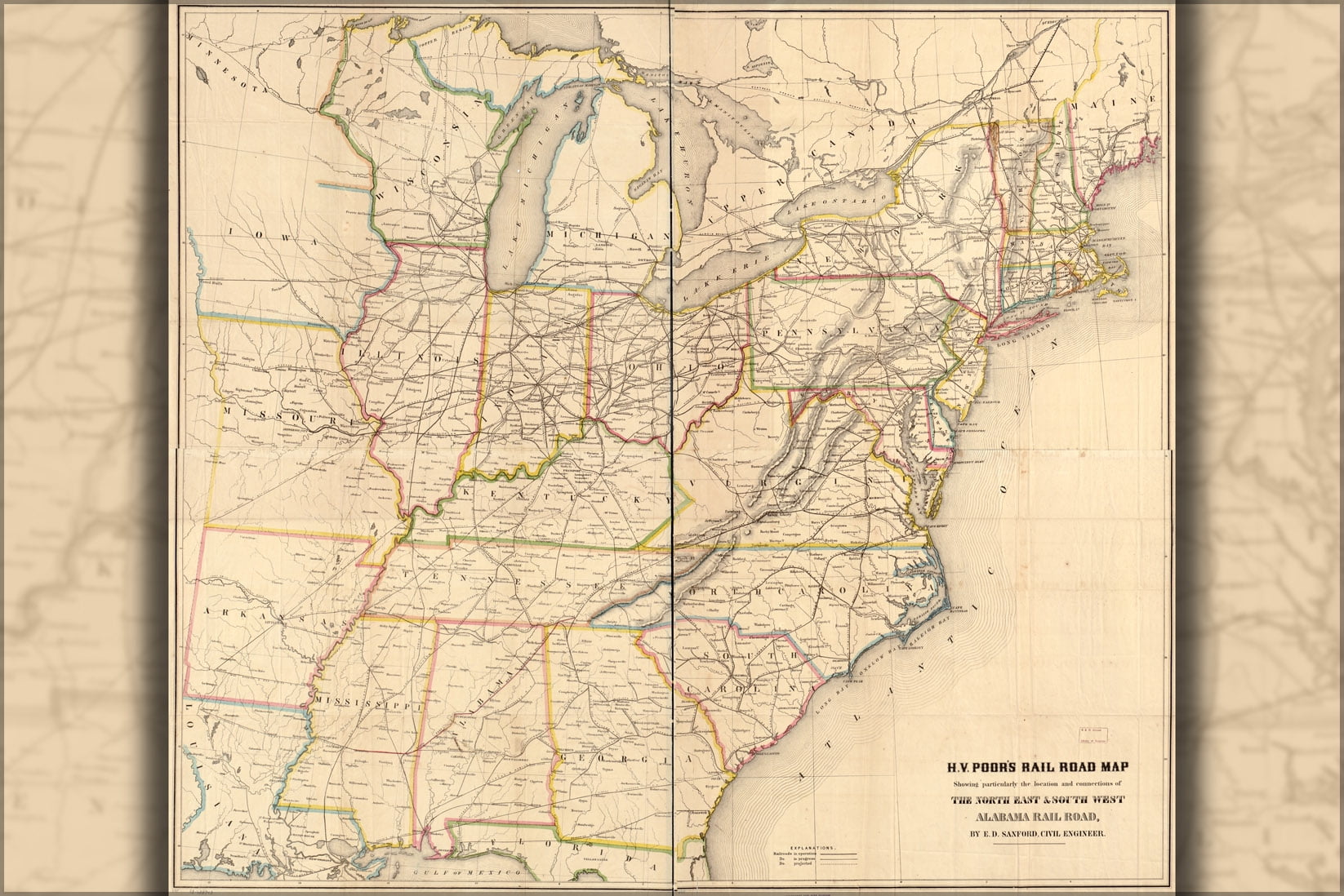 24"x36" Gallery Poster, map Northeast & Southwest Alabama RailRoad ...