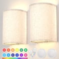 2 Pack Rechargeable RGB Wall Sconces, 3 Color Dimmable Magnetic Mount ...