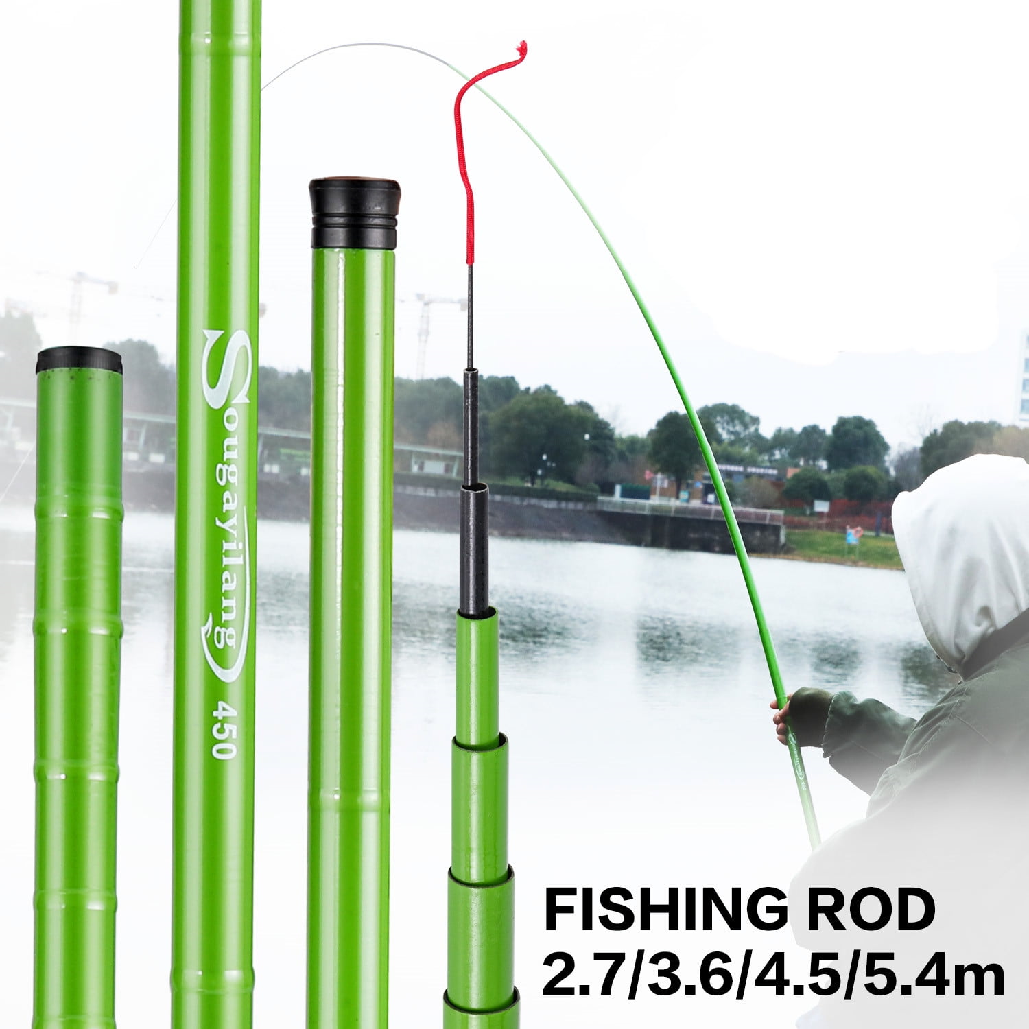 Sougayilang Green Super Light & Hard Telescopic Carbon Fishing Rod for ...