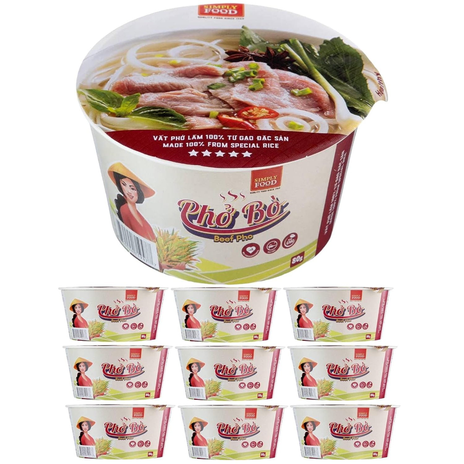 Instant Pho Noodle Bowls Bundle. Includes Nine - 2.8 Oz Pho Bo Bowls in Beef Broth Soup ...