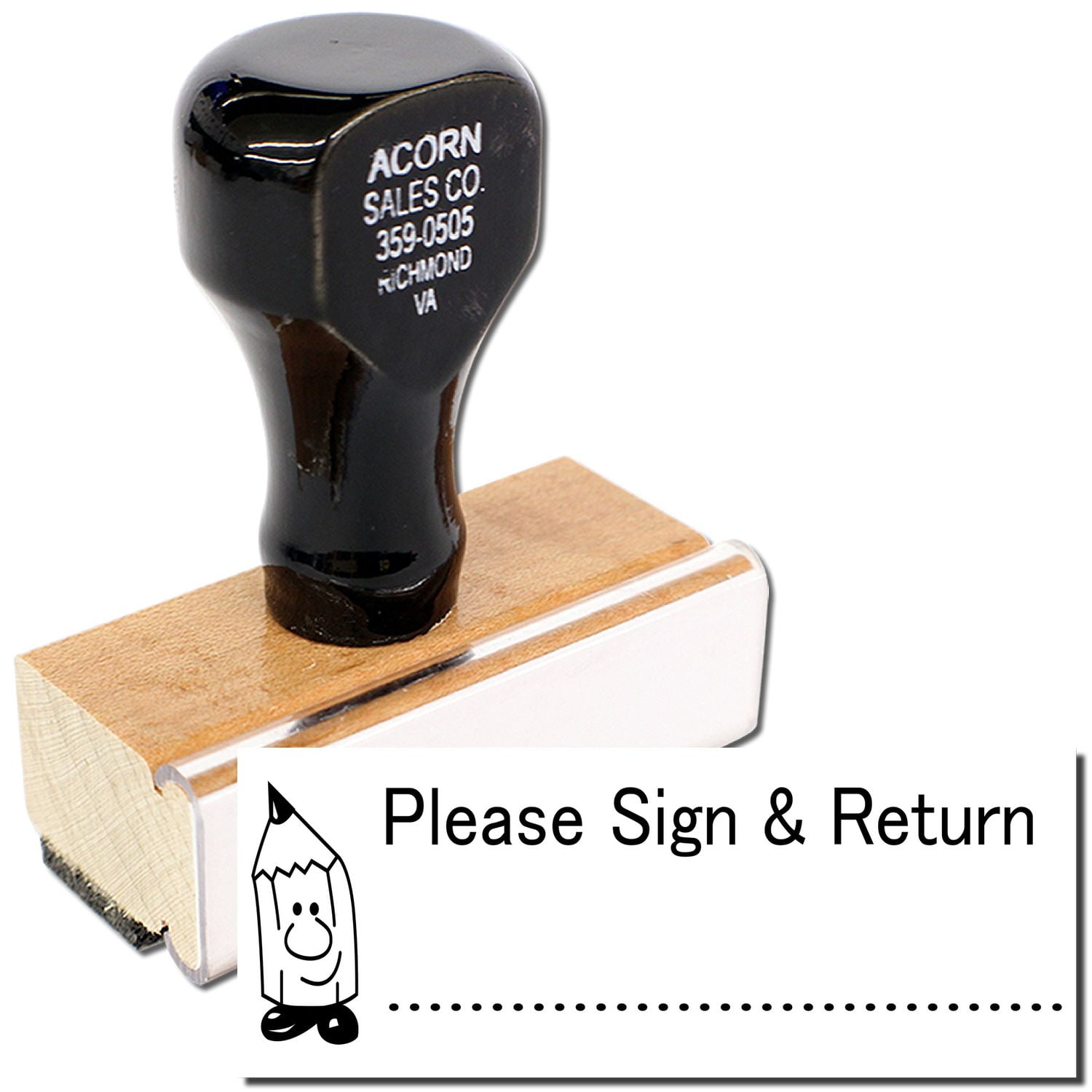 Please Sign and Return Rubber Stamp, Wooden Handle Rubber Stamp, Laser ...