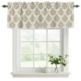 Abstract Beige Floral 2 Panels Kitchen Valance, Vintage Exotic Tribal ...