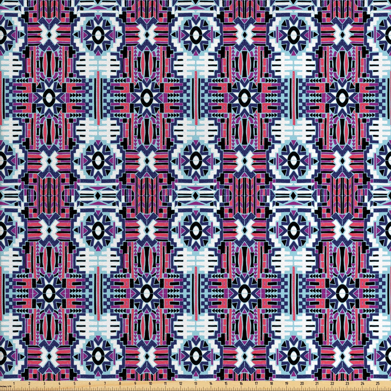 Aztec Fabric by the Yard Upholstery, Rhythmic Abstract Modernized ...