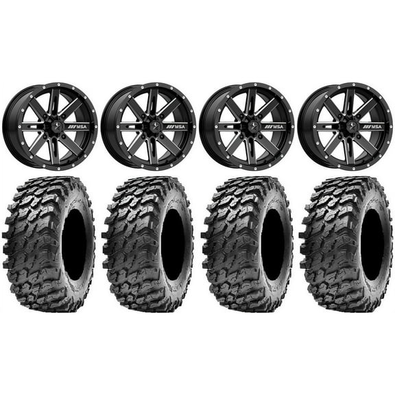 MSA Milled Boxer 14" Wheels 30" Carnivore R/T Tires Sportsman RZR ...
