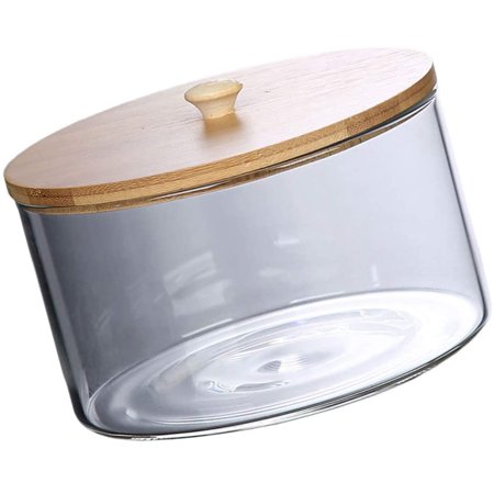 Glass Storage Jar with Wood Lid Japanese Style Tea Cup Container ...