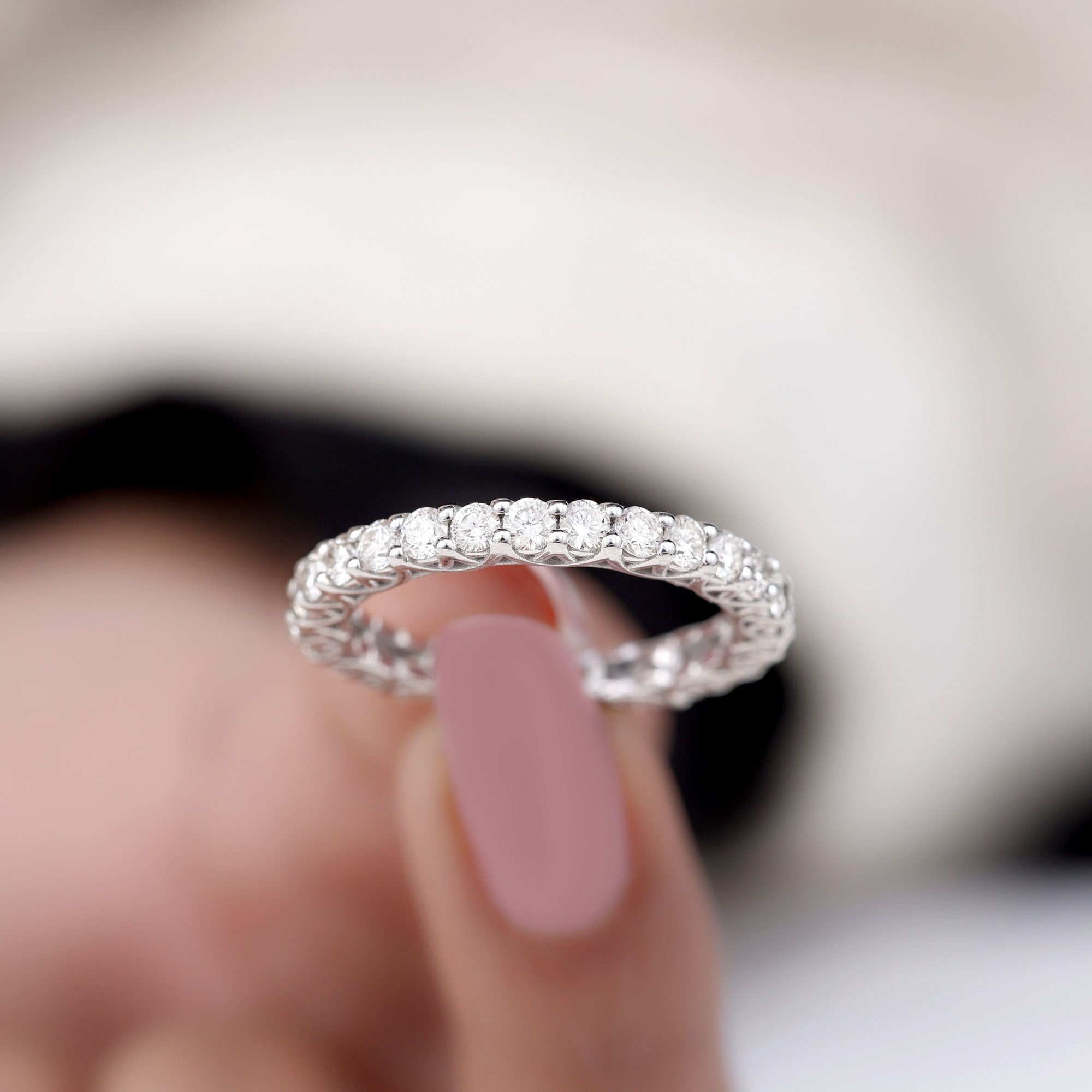 Cubic Zirconia Full Eternity Ring in Trellis Setting for Women (1.50 CT ...