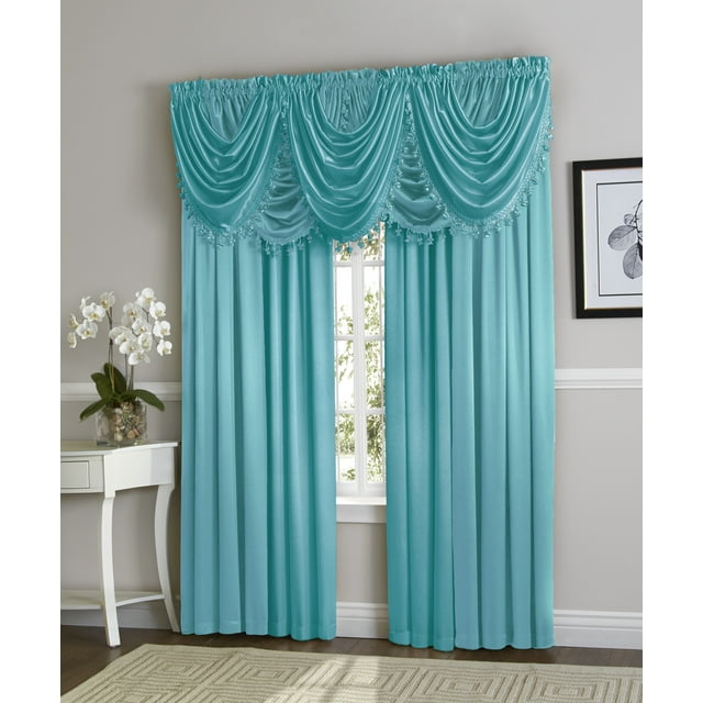 Hyatt Window Curtain & Fringed Valance Complete 9 Piece Window ...