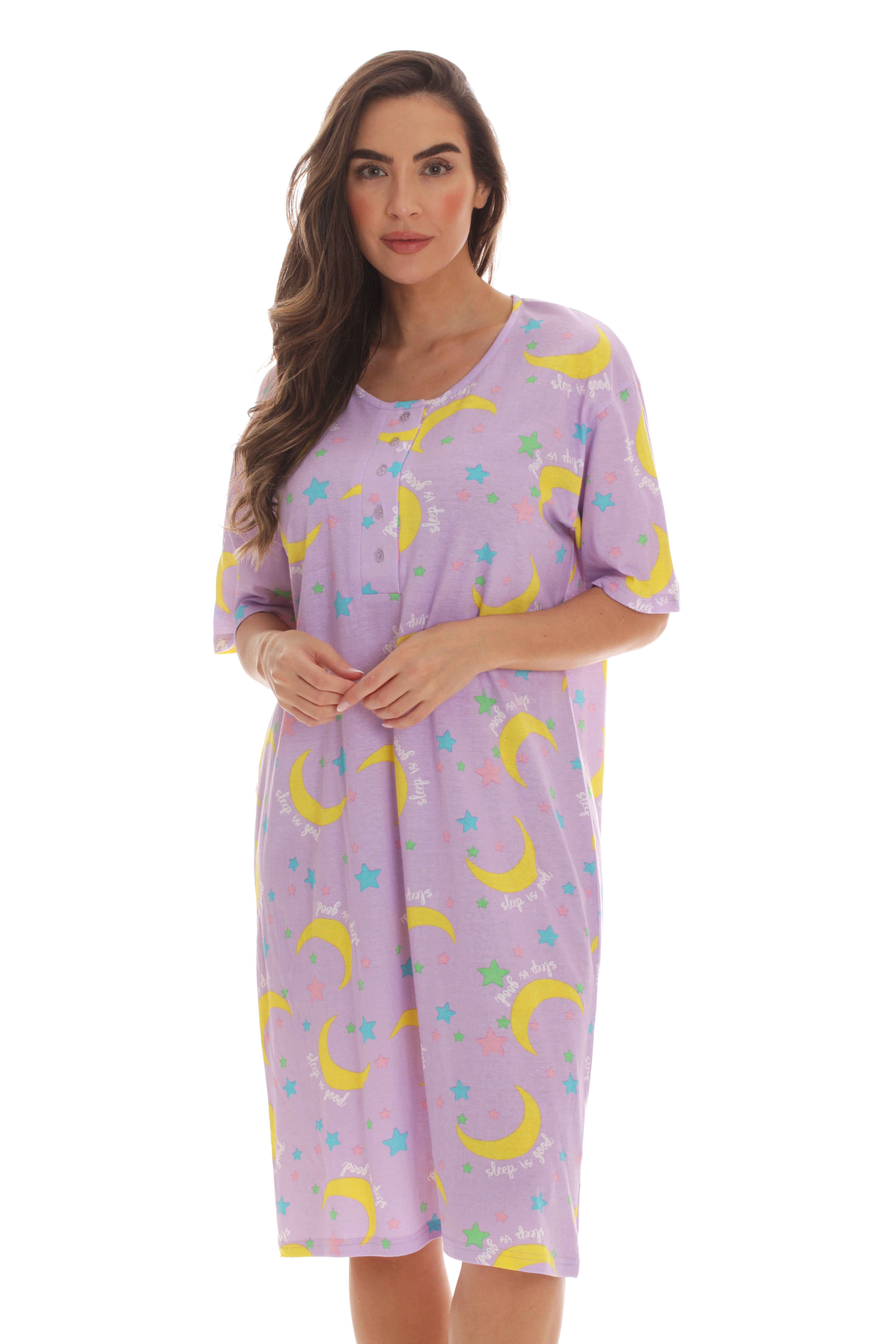 Just Love Short Sleeve Nightgown Sleep Dress for Women Sleepwear (Lilac ...
