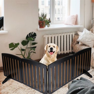 Dog Gate for Doorway and Stairs- Expanding Portable Freestanding Wooden ...