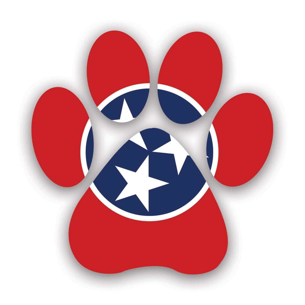 Tennessee State Paw Print Shaped Sticker Decal - Self Adhesive Vinyl ...