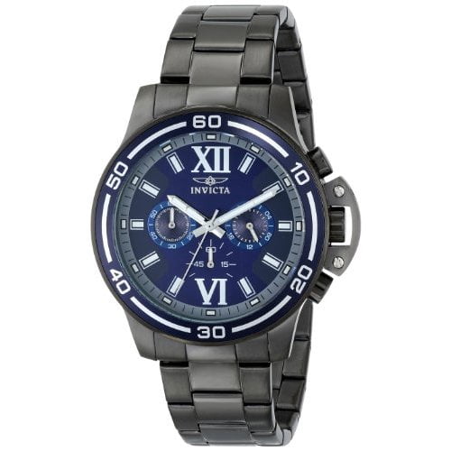 Men's Specialty Chronograph Navy Blue Dial Gunmetal IP Stainless Steel ...