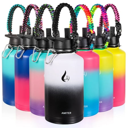 AMITER 64oz Water Bottle with Straw and Handle, 22oz, 32oz, 40oz, 64oz ...