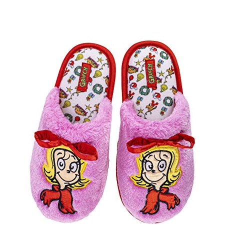 Dr. Seuss Girls' The Grinch Cindy Lou Who Slippers (11-12 Toddler) Pink ...