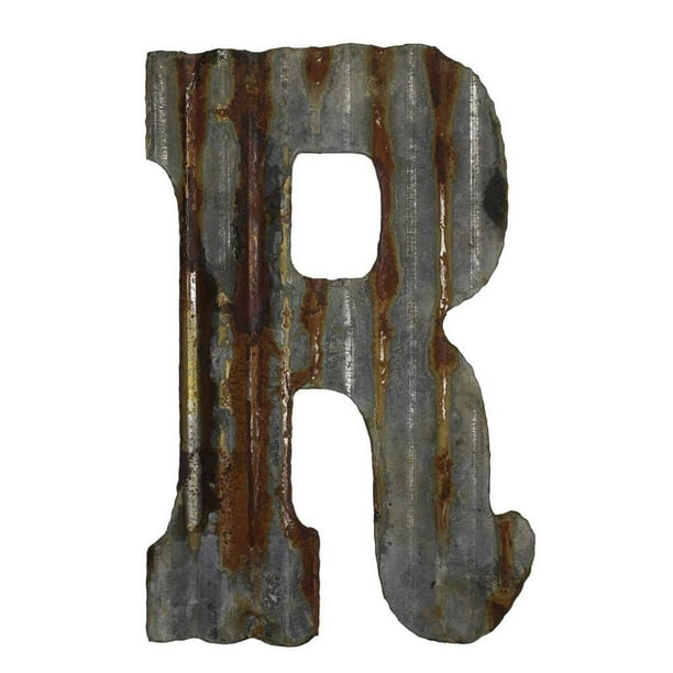 Farmhouse Rustic 12" Wall Decor Corrugated Metal Letter -R - Walmart.com