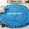 DN HANDICRAFT Genuine Cotton Indoor Carpet Oval Shape Hand Braided Eco ...
