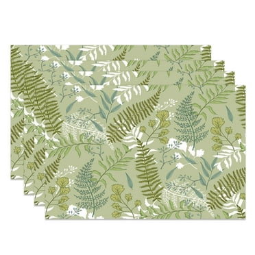 SUNOLIFE Green Placemats Modern Table Mats Set of 4,Linen Fabric Mats ...