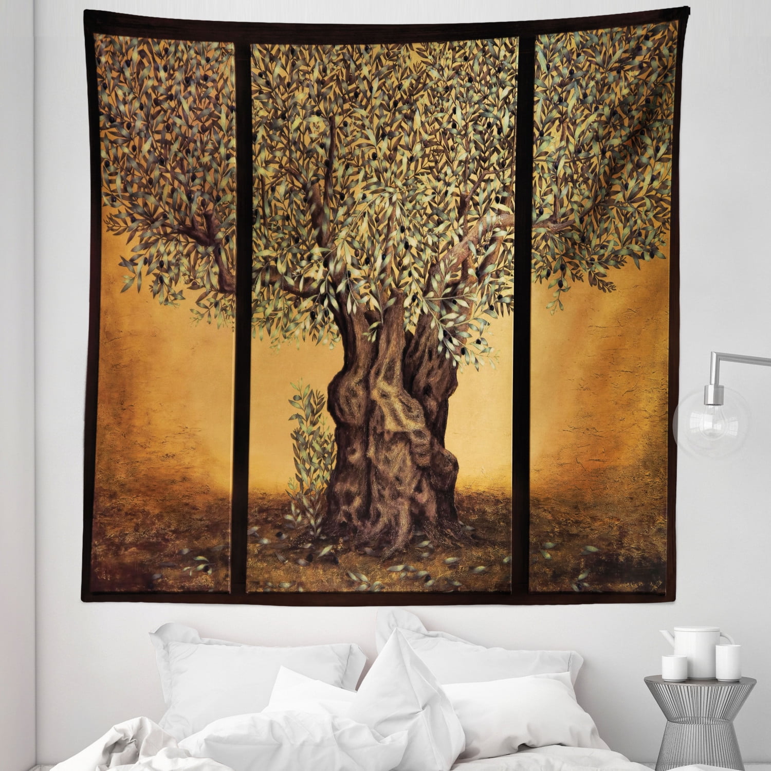Colorful Tapestry, Triptych of Old Mature Olive Tree Mediterranean ...