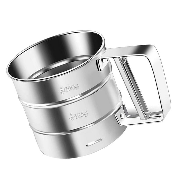 tssuouriy Stainless Steel Shaker Sieve Powder Sieve Cup Mesh Crank ...