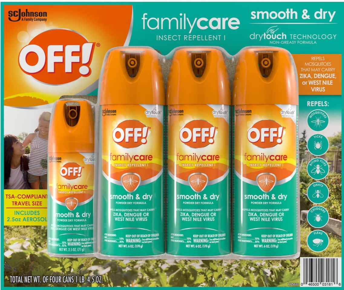 OFF! Family Care Smooth & Dry Insect Repellent, 6 oz, 3-pack + 2.5 oz ...