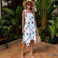 Binienty Ladies Irregular Hem Casual Dress, Blue Sea Turtle Asymmetric ...