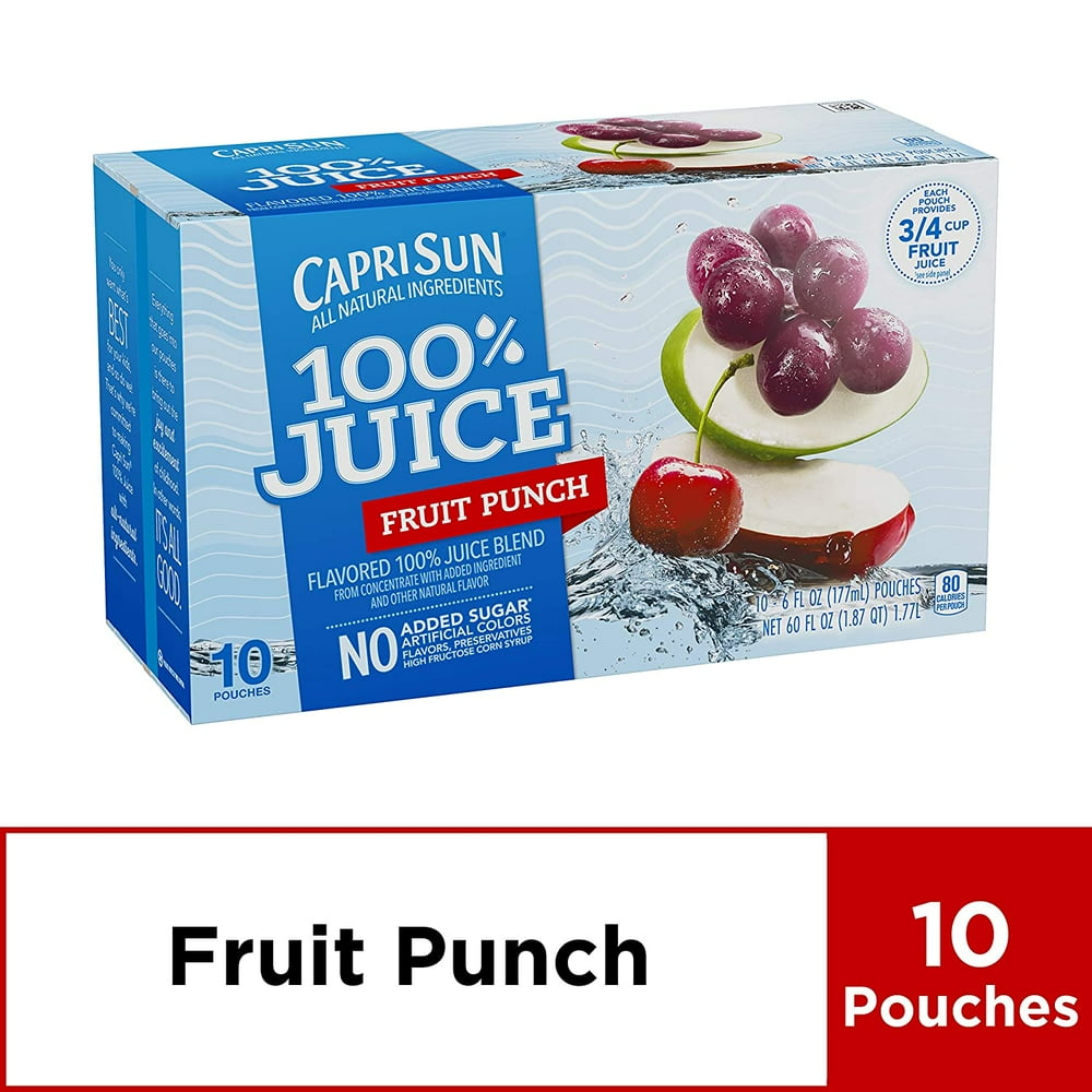 Capri Sun 100% Fruit Punch Juice, 60 Fl. Oz (Pack of 4) - Walmart.com ...