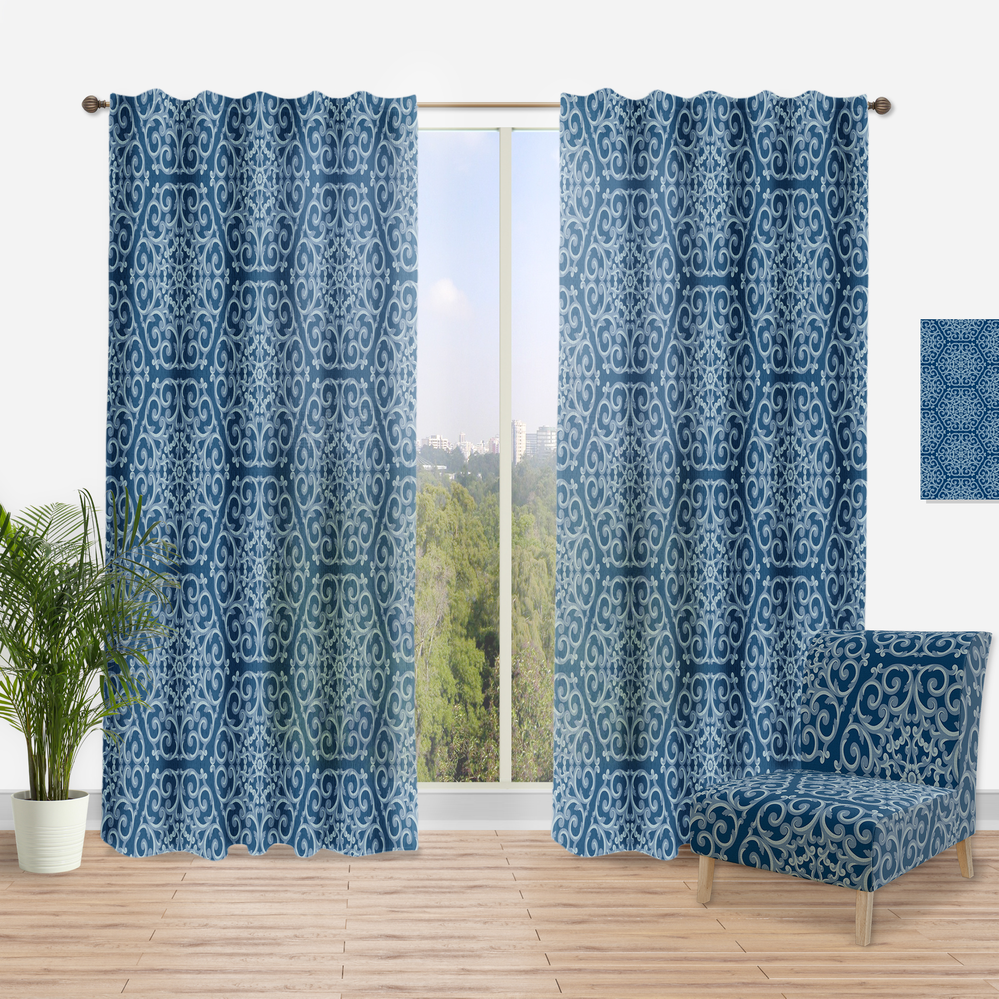 Designart 'Pattern In Vintage' Mid-Century Modern Curtain Panel ...