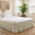 King Bed Skirt 18 Inch Drop, Farmhouse Blossom Flower Leaf Lemon Easy ...