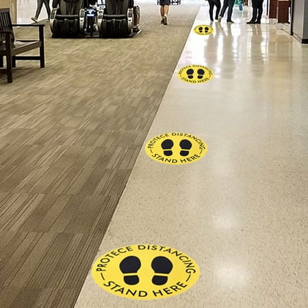 Herwey Distancing Floor Sticker,Distance Marker,5PCS Social Distancing ...