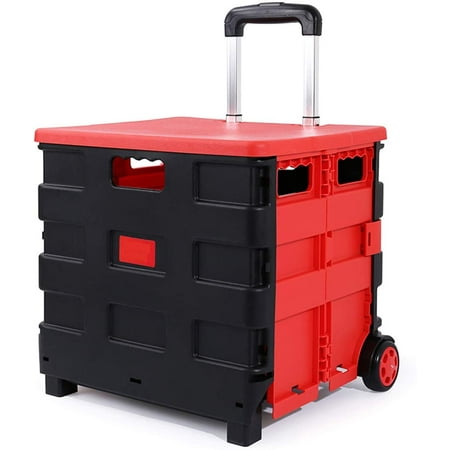 Folding Shopping Cart, Portable Plastic Foldable Crate, Telescopic ...