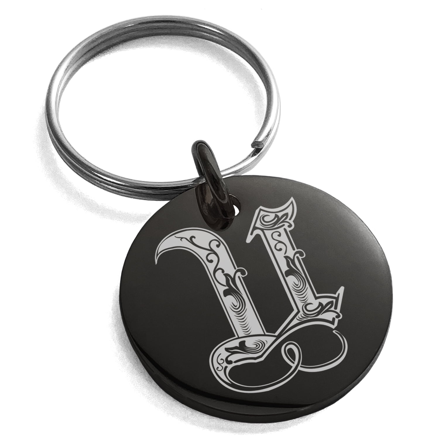 Stainless Steel Letter U Initial Royal Monogram Engraved Small ...