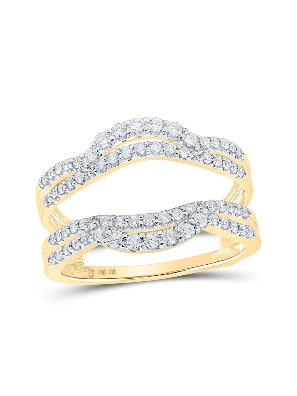 10kt Yellow Gold Womens Round Diamond Wrap Enhancer Wedding Band 1/2 ...