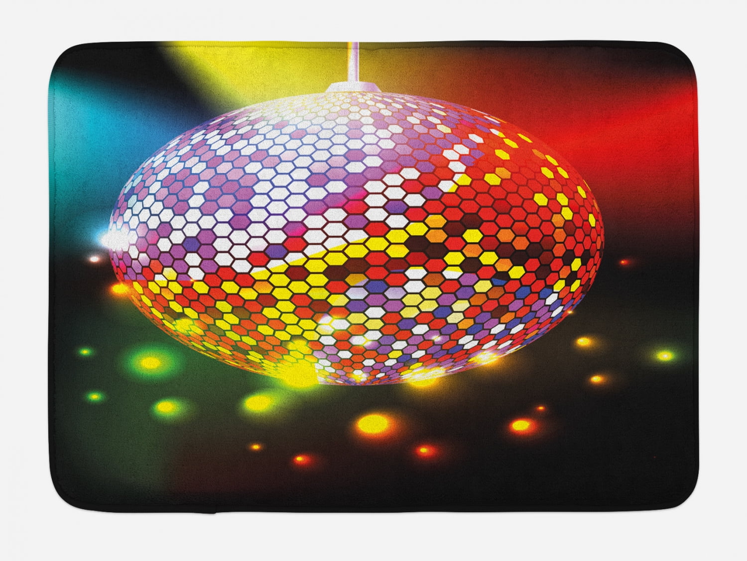 Popstar Party Bath Mat, Vibrant Colorful Disco Ball Nightclub ...