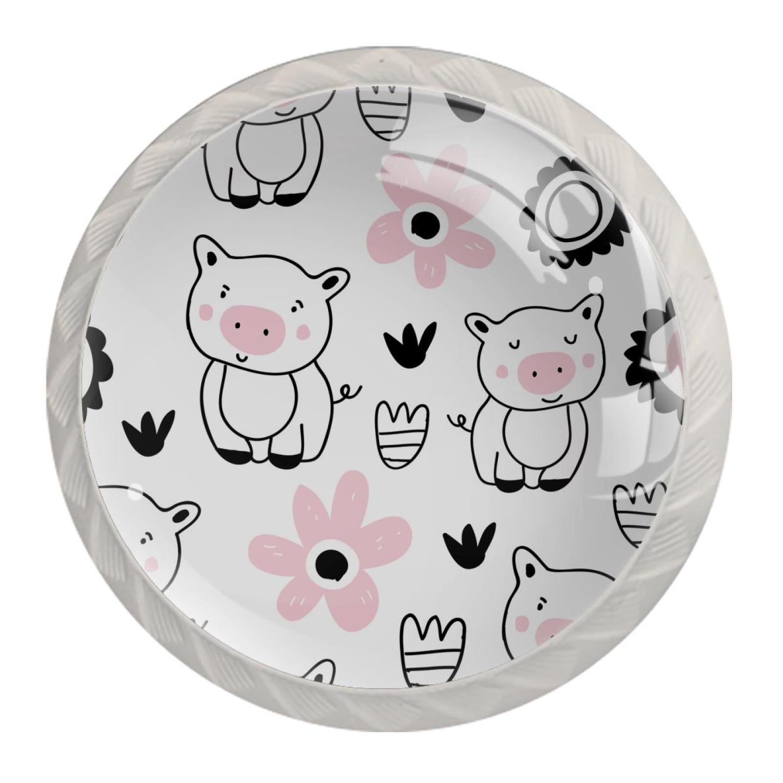 4 Pcs Pig and Flower Knobs for Kitchen Cabinet Cupboard Dresser ...