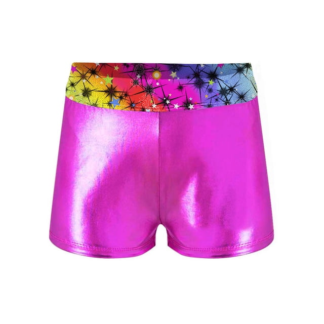 renvena Kids Girls Shiny Gymnastics Dance Shorts Bottoms Sport Athletic ...