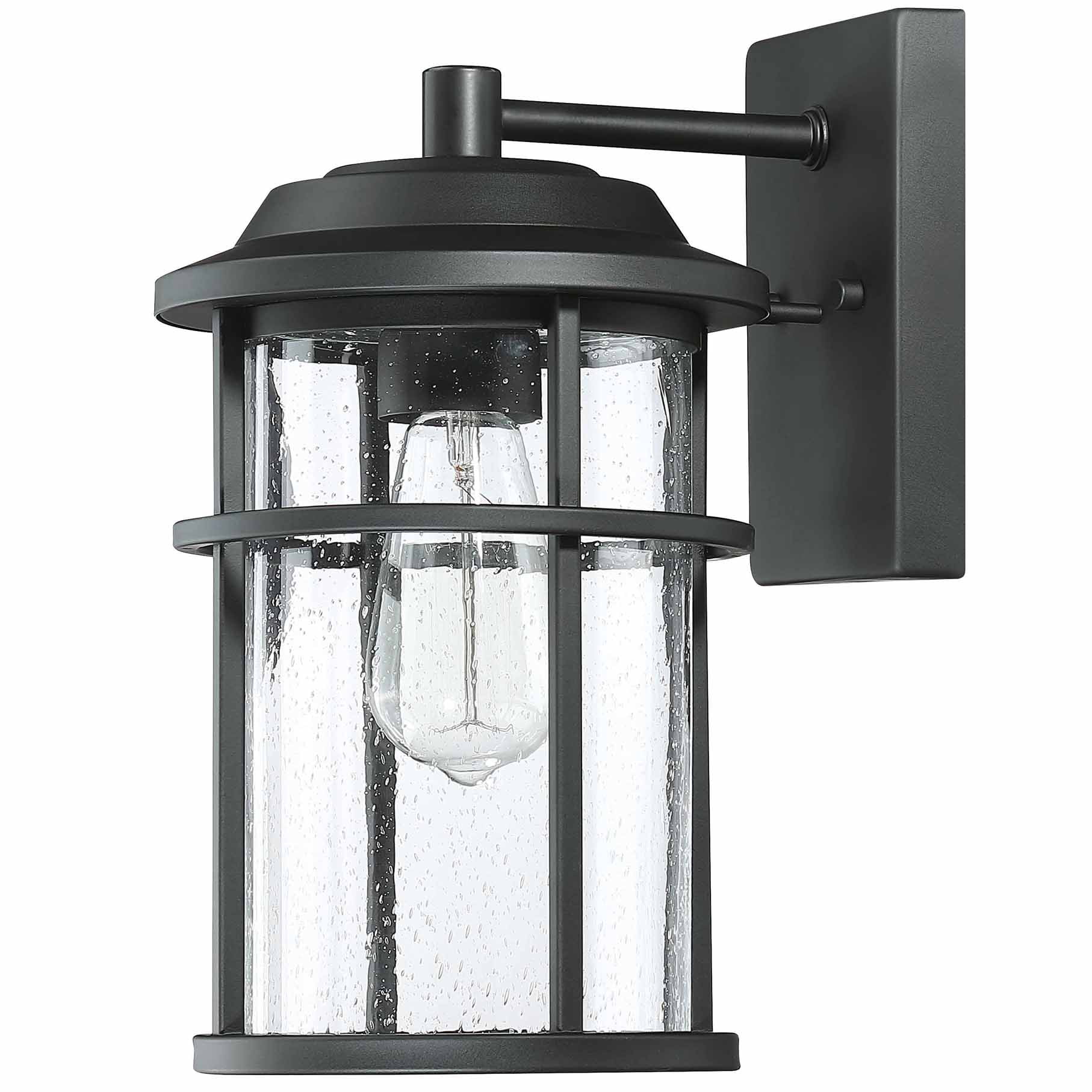 Uixe Outdoor Light Fixtures, Exterior Black Wall Sconce w/Seeded Glass ...