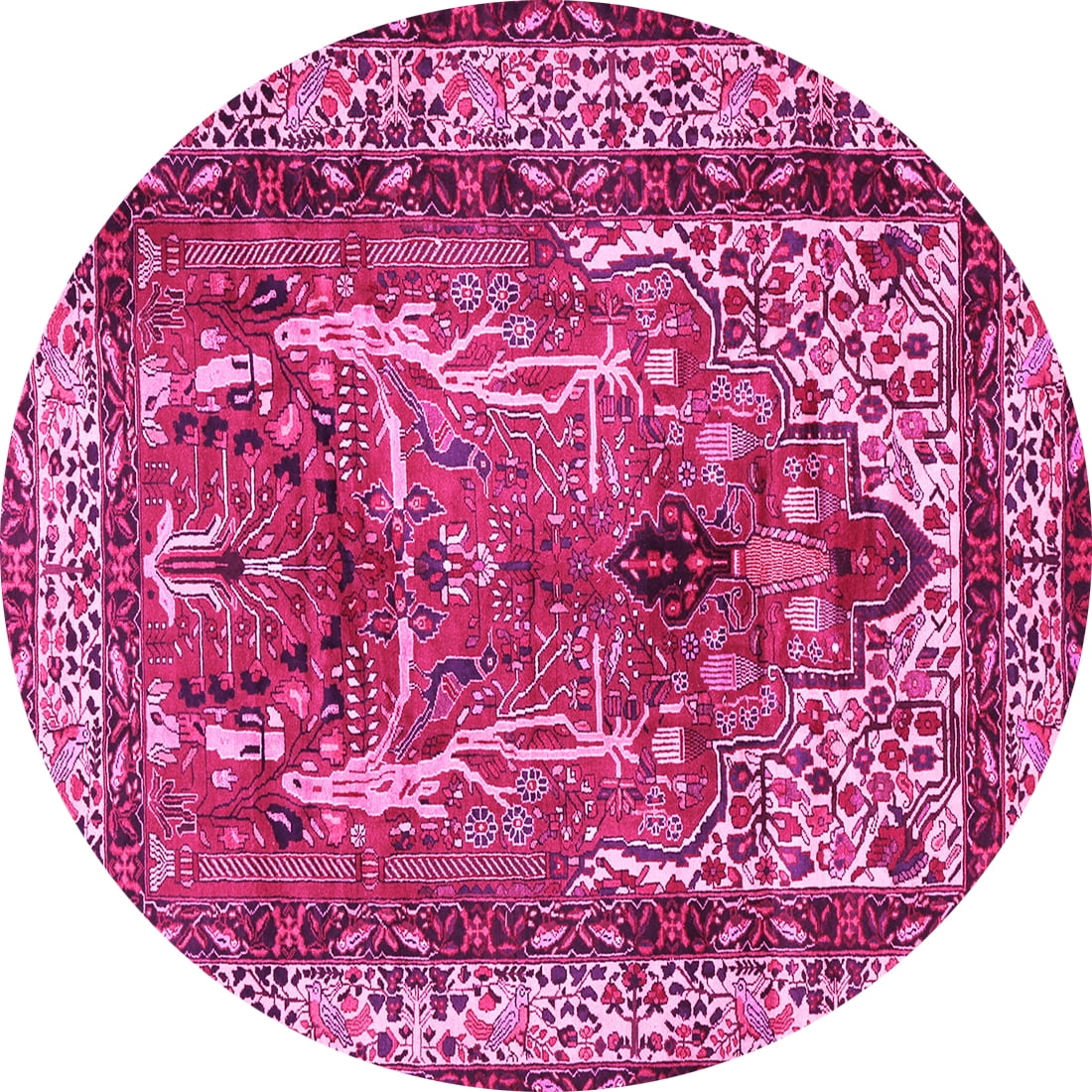 Ahgly Company Indoor Round Persian Pink Traditional Area Rugs, 4' Round ...