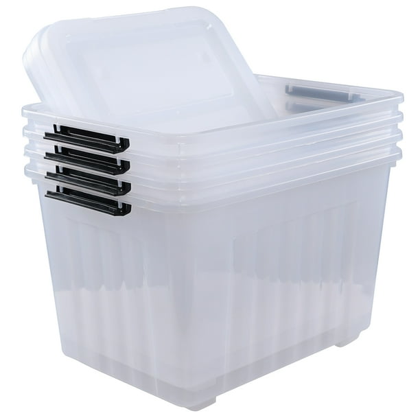 Anbers 70 Quart Clear Plastic Latching Storage Bins, Large Storage ...