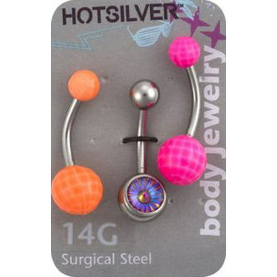 14-Gauge Belly Ring Value Pack, Neon Pink - Walmart.com
