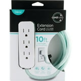 Cordinate 3-Outlet Surge Protector, Mint/White, 10ft. Braided – 37915 ...