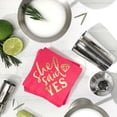 ForYourParty.Com She Said Yes Cocktail Napkins - Pink and Gold ...