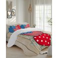 4 Piece Duvet Cover Set Full, American Blue Red Love Heart Soft ...
