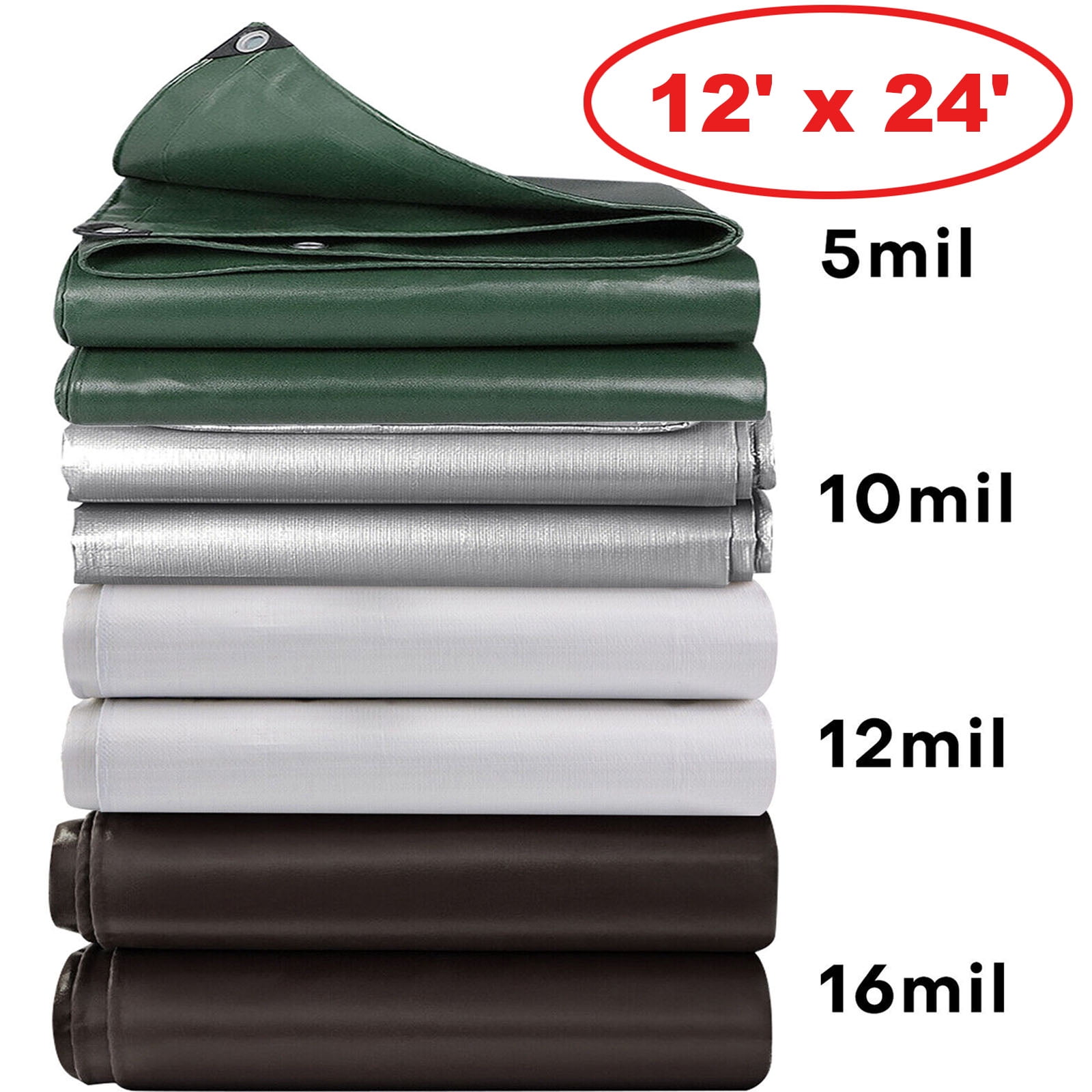 12'x 24' Heavy Duty White Waterproof Tarp and Cover 12 Mil Multipurpose ...